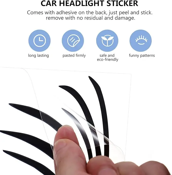 Auto Bumper Window Headlight Eyelashes Stickers Reflective Decals ...