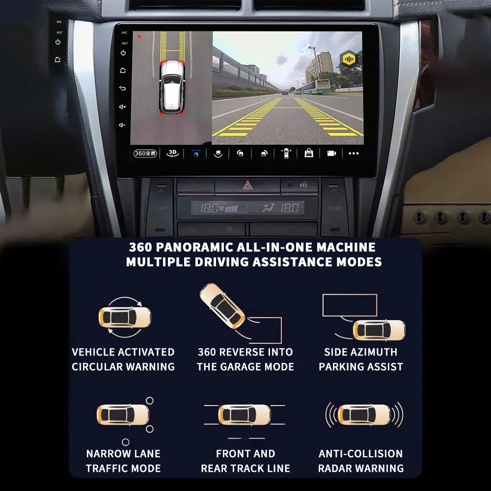 3D 360 Android Car Camera - Universal 9/10 Inch Touch Screen