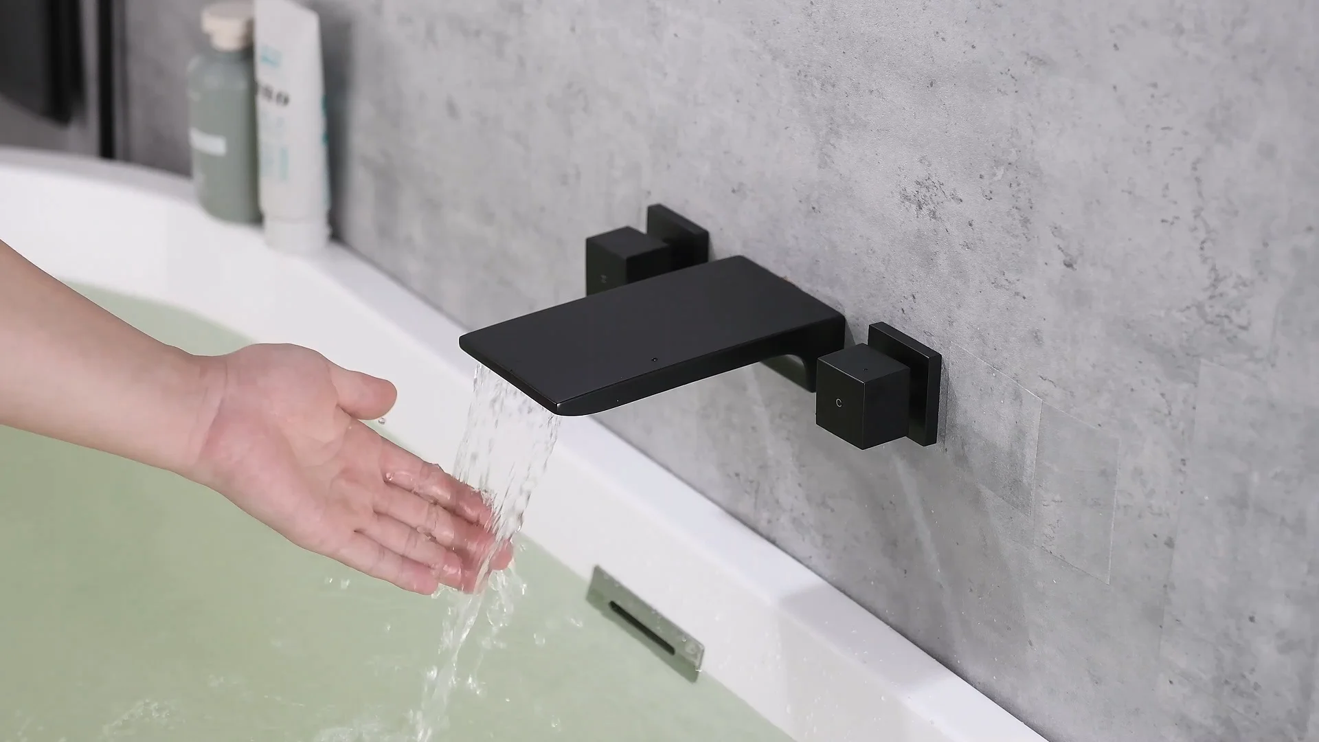 Modern Concealed Wall Mounted 3 Hole Bathroom Faucet Matte Black ...