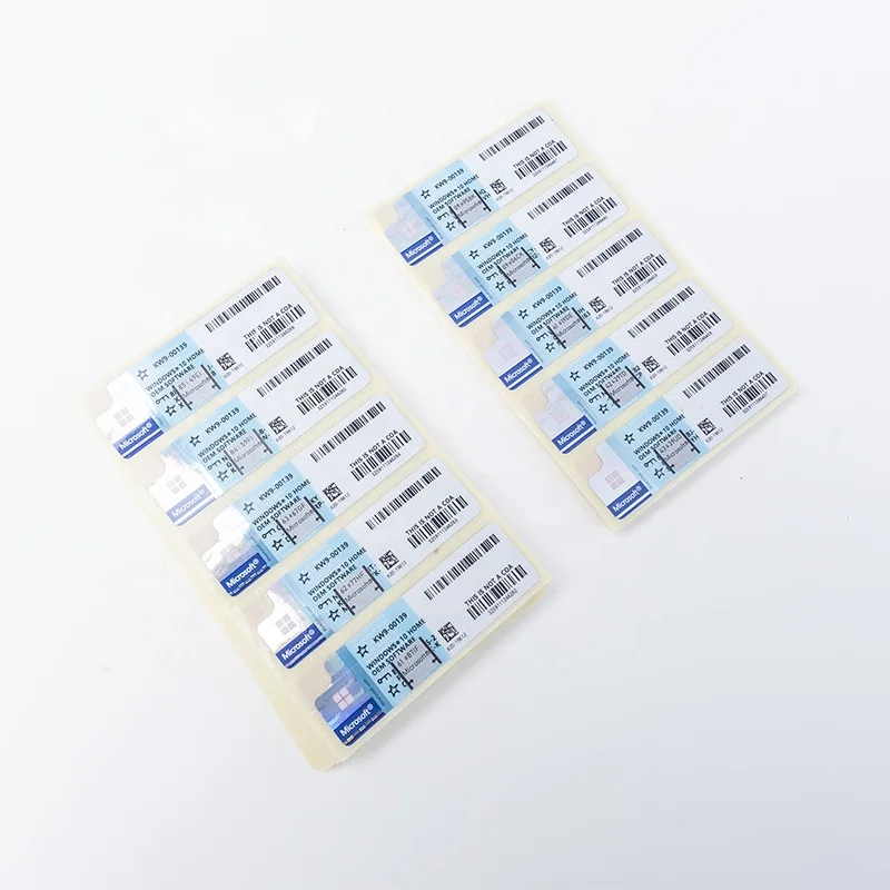 Windows 10 Home Oem Coa Sticker Global Online Activation(1 Pack= 10 Pcs ...