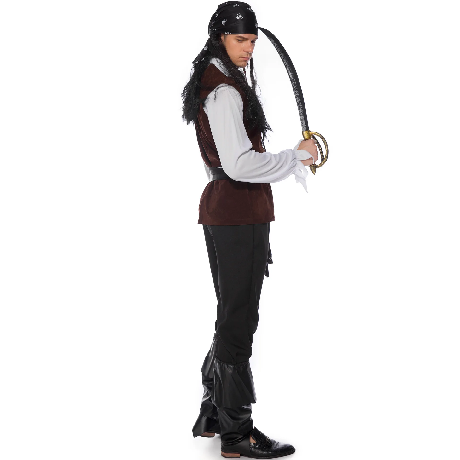 M-XL New Male Pirate Outfit Adult Suit Cosplay Clothes Halloween ...