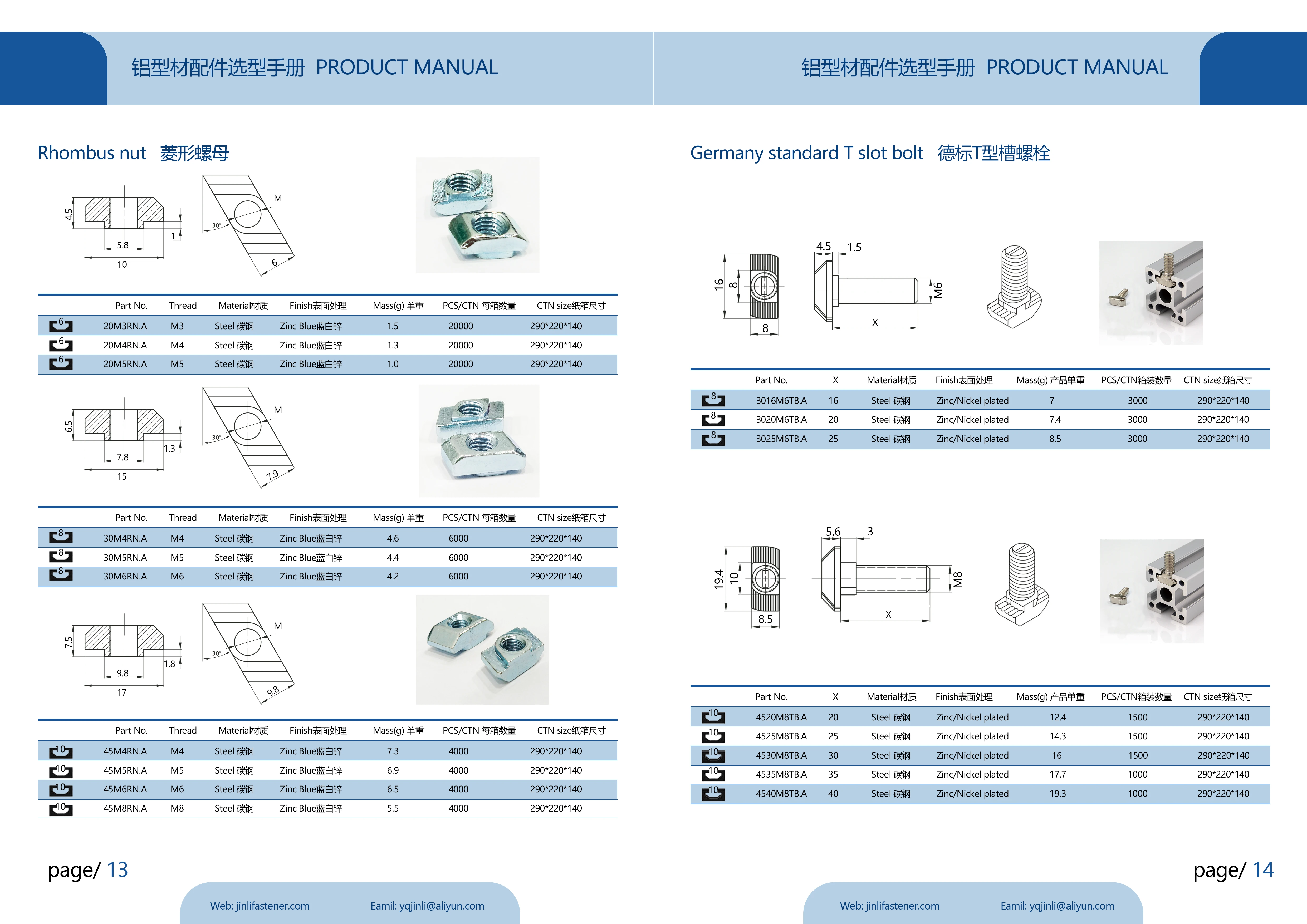 Rhombus Nut T Slot Nut - Aluminum Profile Nut Zinc Plated