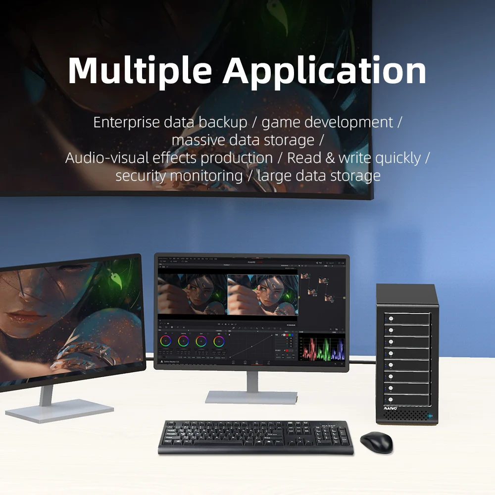 Aluminum Multi 8 Bays 2.5"/3.5" SAS/SATA HDD/SSD Enclosure