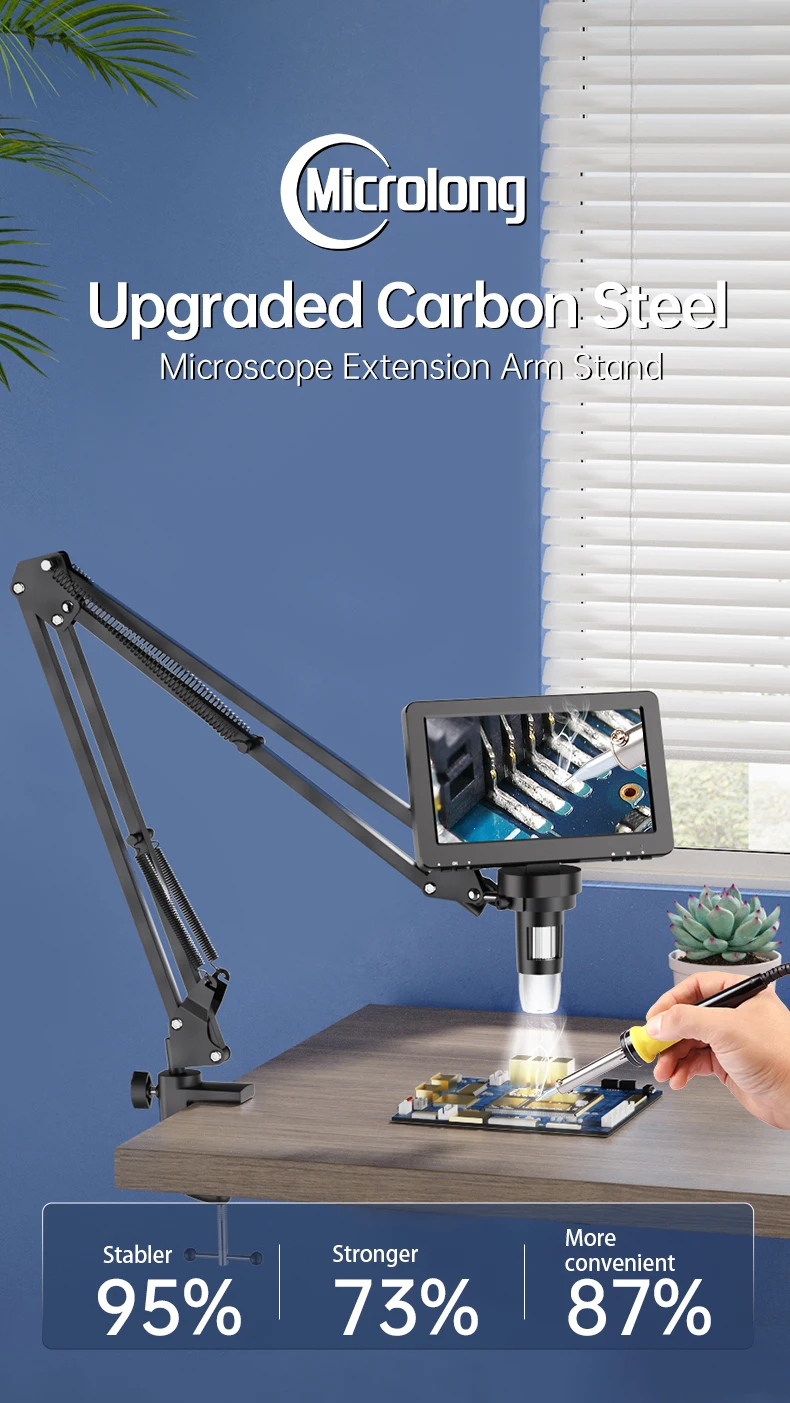 Metal Bracket with Clamp and Grommet Base Stand Pole for USB Microscope ...