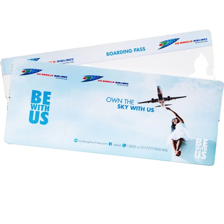 Custom Printing Thermal Coated Cardboard Flight Ticket Airline Ticket ...