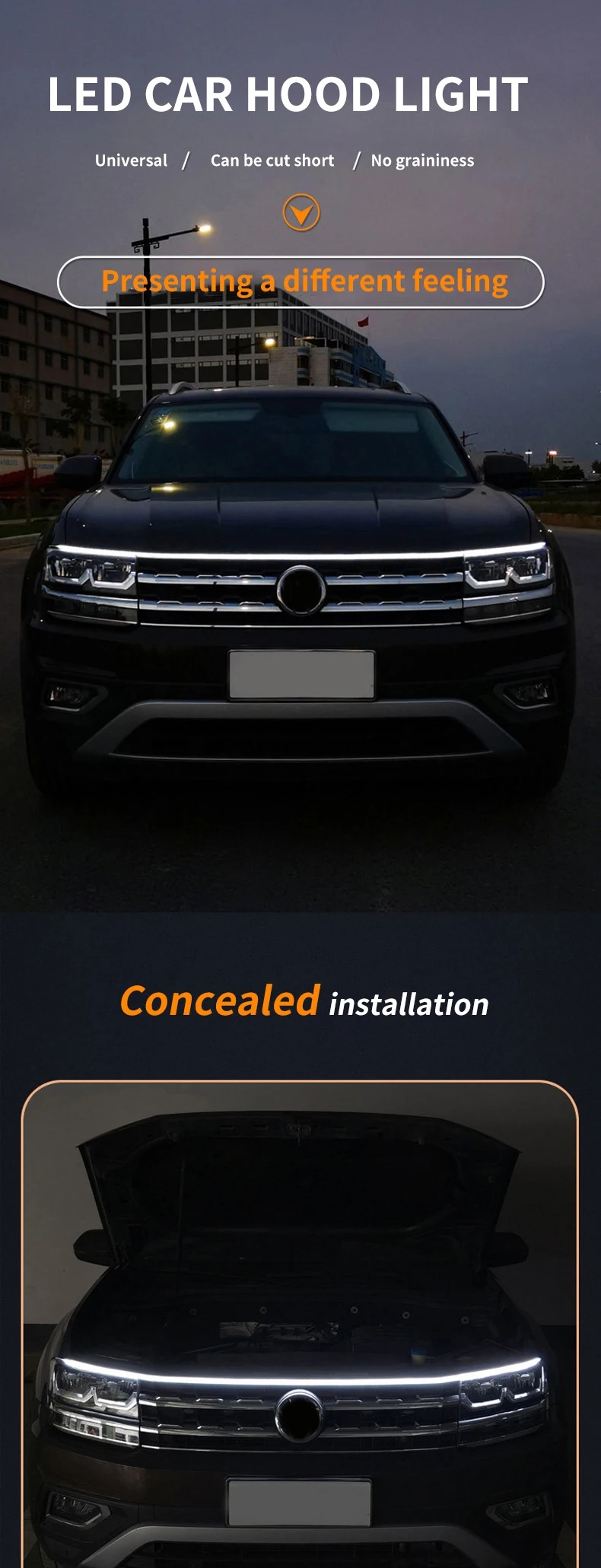 Led Car Hood Lights Strip Universal Auto Decorative Atmosphere Lamps ...