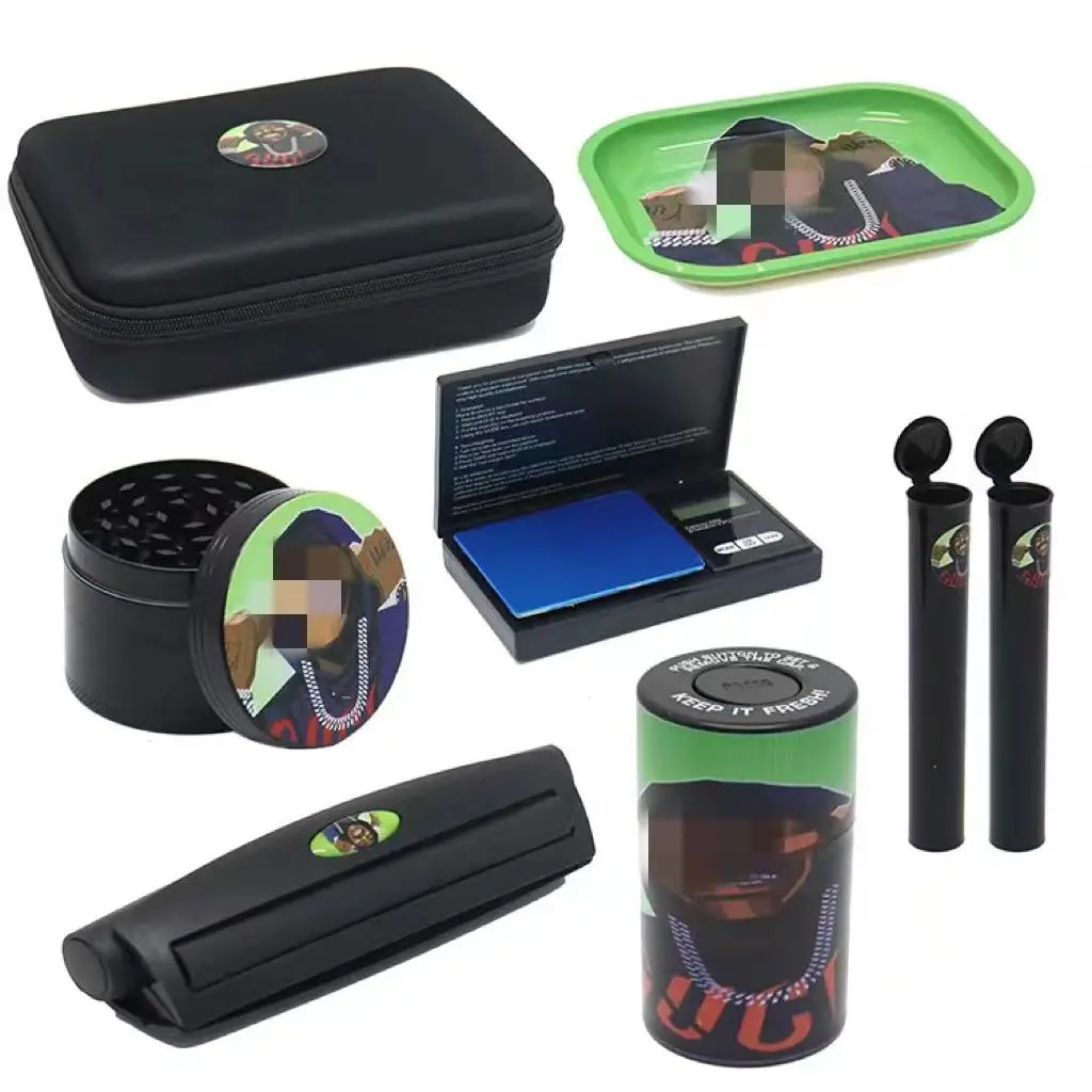 Portable Smoking Set With Herb Grinder Rolling Tray Set For Smoke Gift ...