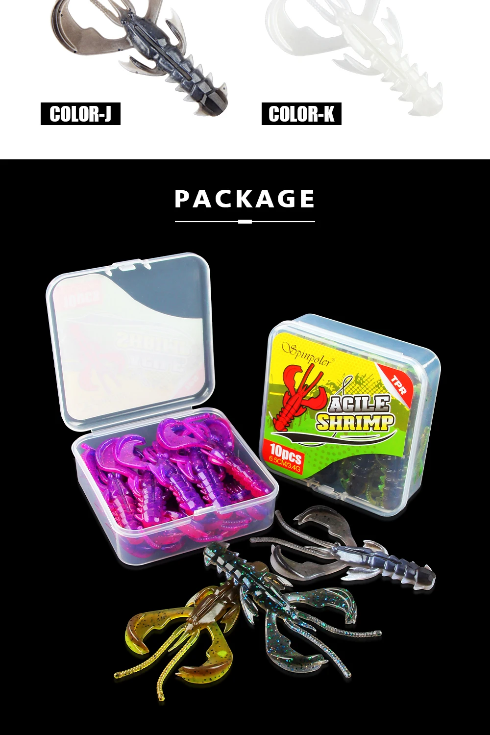 Spinpoler Agile Shrimp TPR Floating Craw Soft Fishing Lure