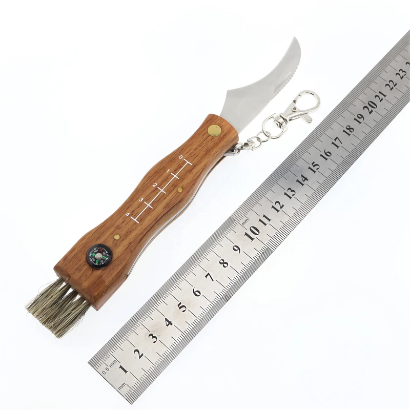Wood Handle Outdoor Mushroom Cutting Knife Mushroom Knife With Brush ...