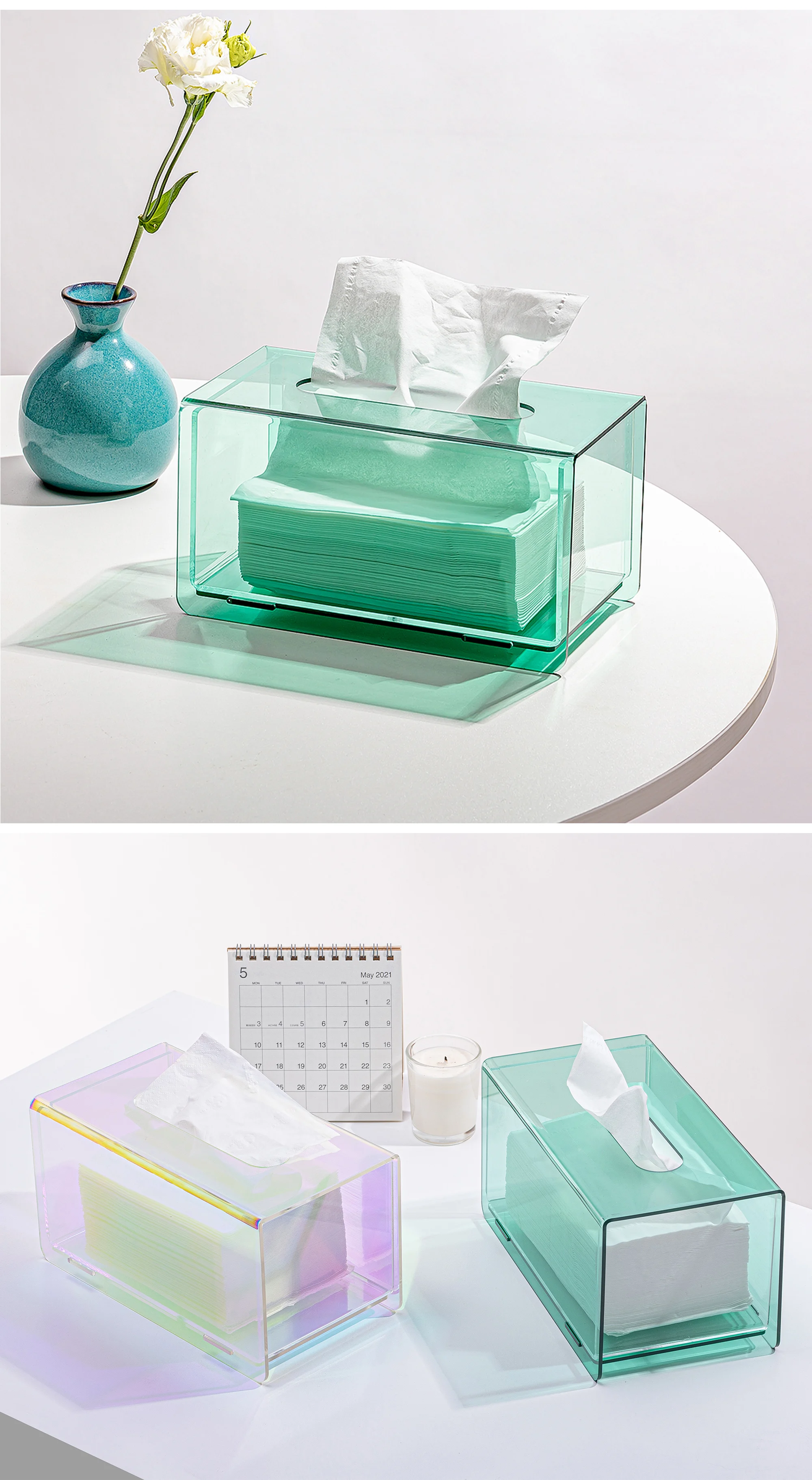 Luxury Crystal Plastic Square Desktop Facial Tissue Box Paper Organizer ...