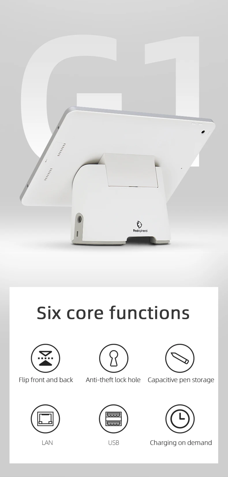 Adjustable POS Payment Stand for Ipad - Secure & Versatile