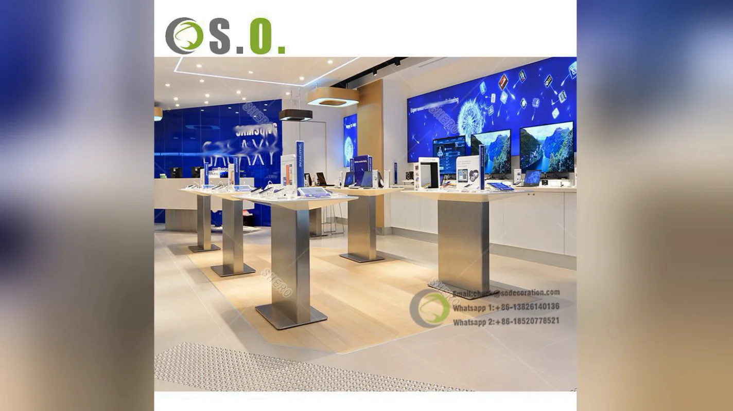 Custom Luxury Cell Phone Display Showcase Shop Fittings Counter Mobile ...