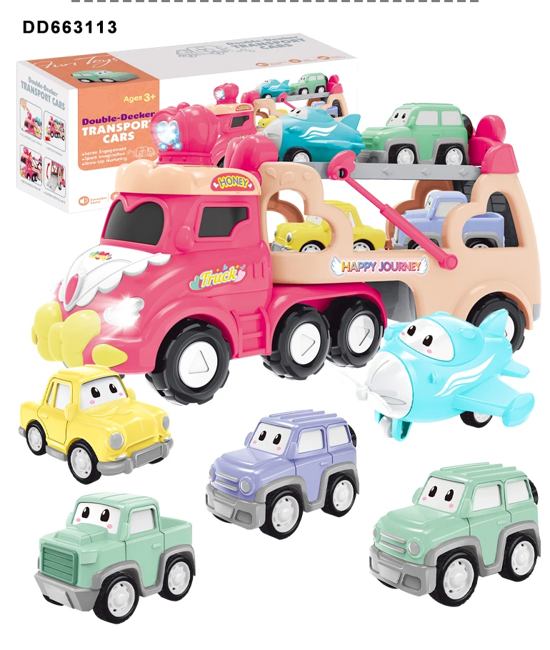 2023 Assembled Plastic Carrier Trailer Double Deck Friction Toy Vehicle ...