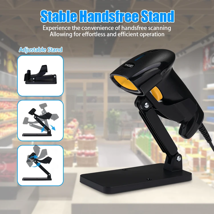 YHDAA Scan Handheld USB 1D Barcode Scanner with Stand Wired CCD Bar ...