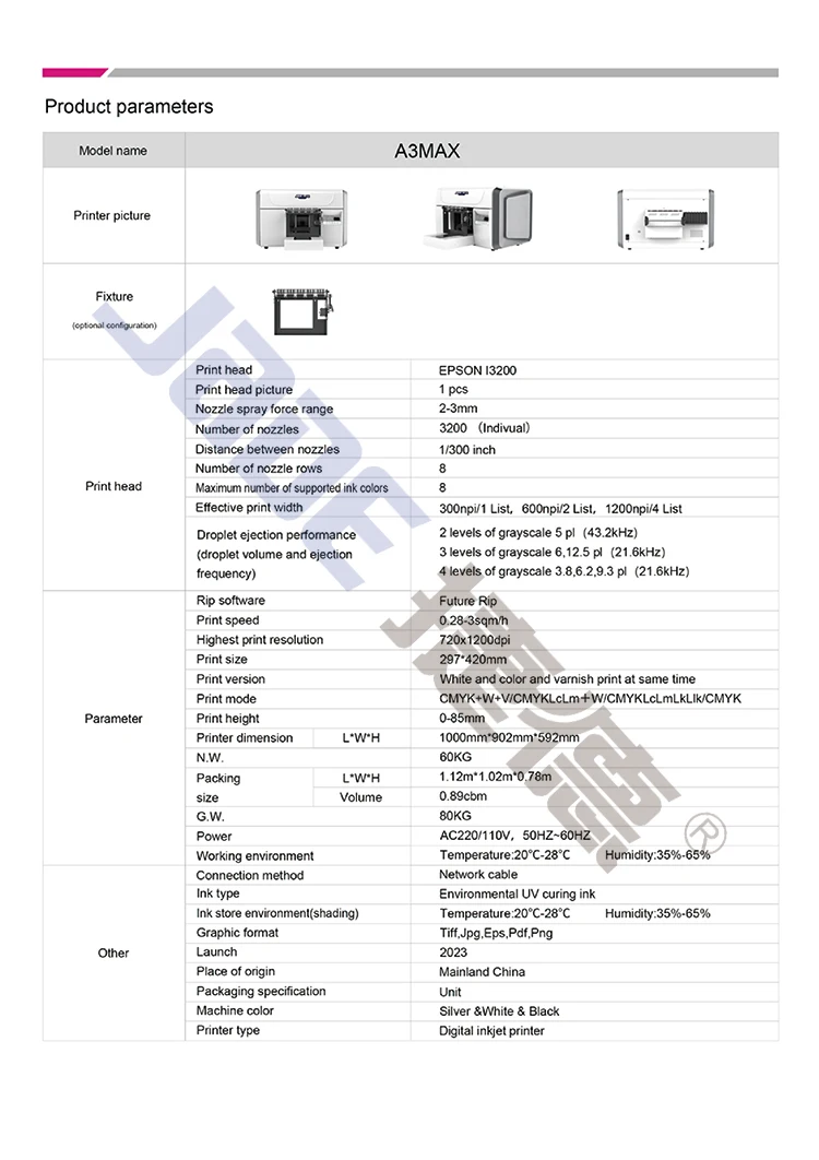 JADE Desktop Visual Positioning A3 Flatbed UV DTF Film Printer