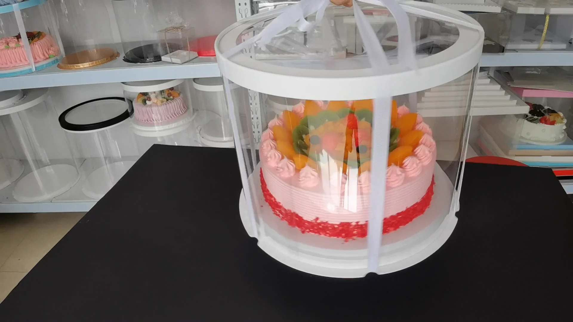 White Clear Round Plastic Transparent Cake Box For Birthday Cake Gift ...