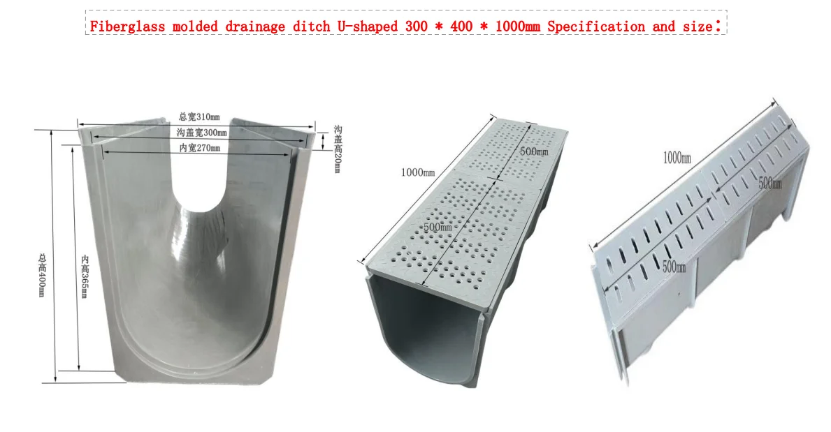High Quality 200mm Fiberglass Channel Gutter 300 Polymer Resin Smc U ...