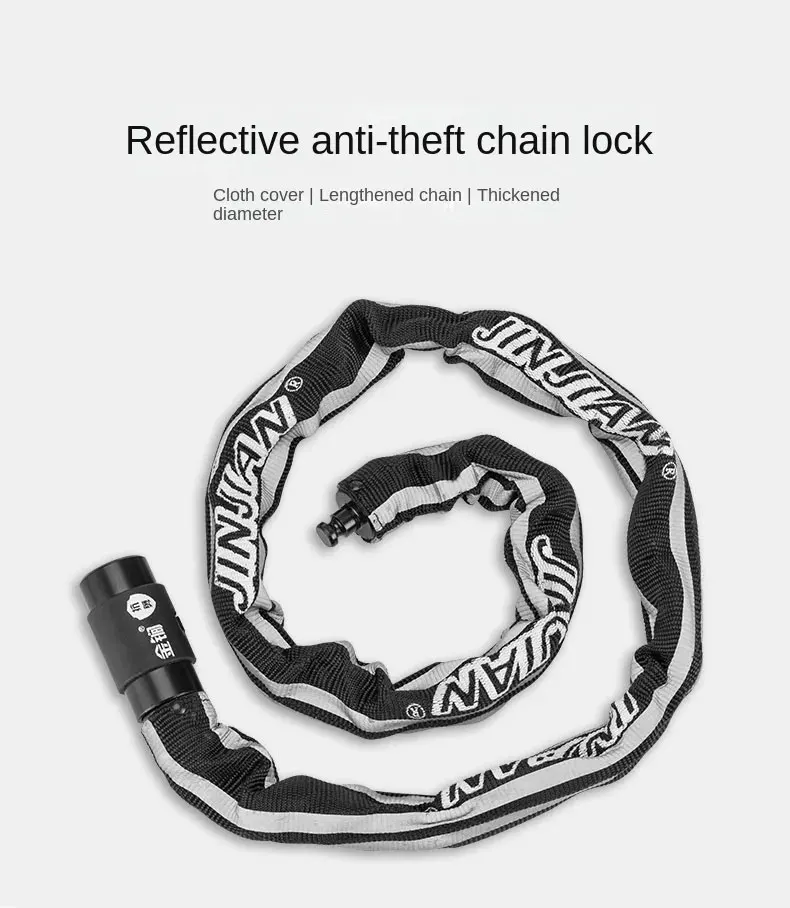 Reflective Lockers Road Bike Long Chain Link Lock Anti-theft Bicycle ...