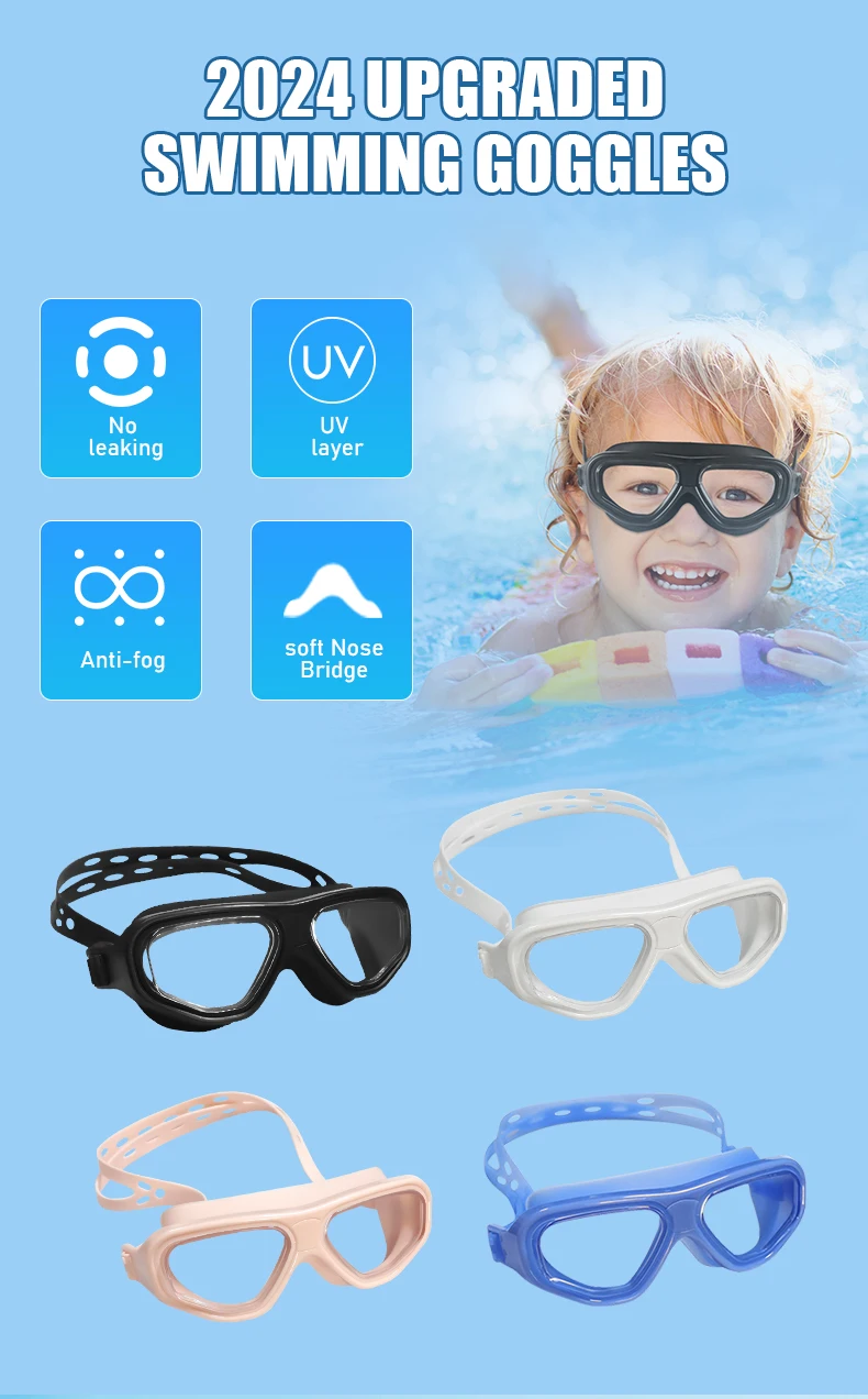 Children Swim Goggles Anti-fog Waterproof Silicone Prescription ...