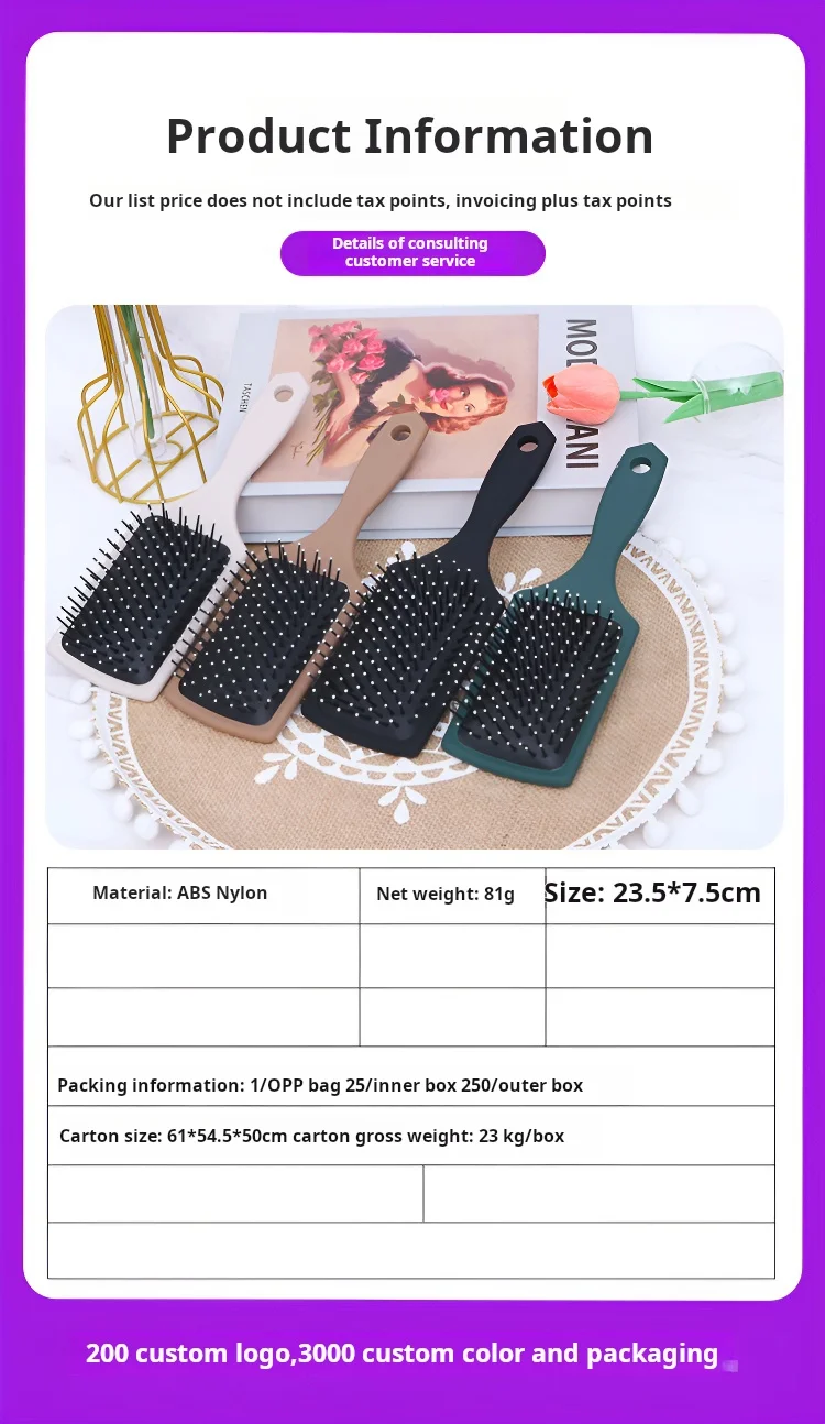 Large Comb For Straight Hair Curly Hair Styling Comb Plastic Air Bag ...