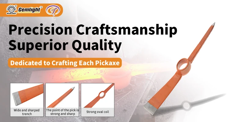 Durable Carbon Steel Pickaxe Heads with Fiberglass Handles