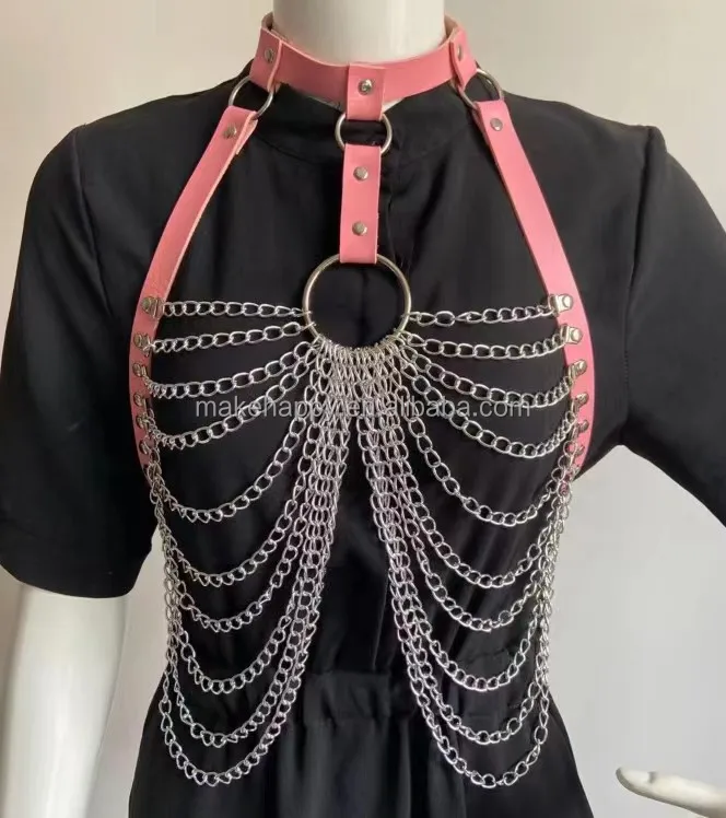BDSM Chain Bra - Gothic Punk Leather Body Chains Harness