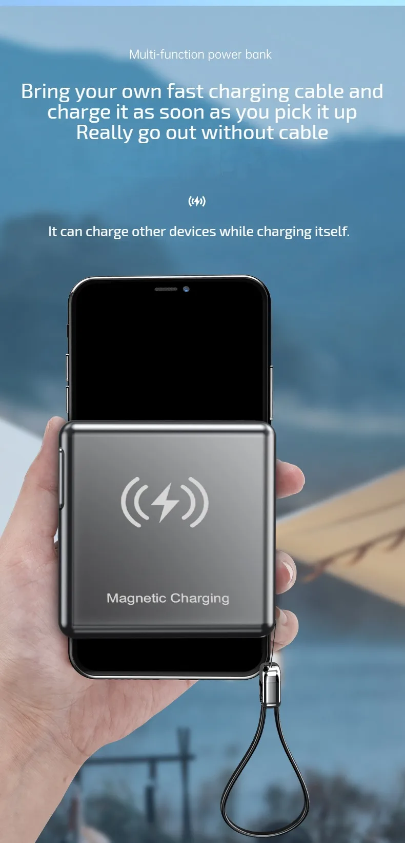 15000 Mah Ultra-Thin Wireless Charging Bank - Dual Fast Charging
