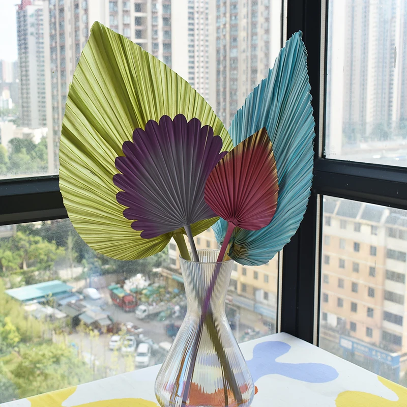 Wholesale Forever Flowers Eternal Preserved Palm-leaf Fan/ Livistona Chinensis Customize Colors ...