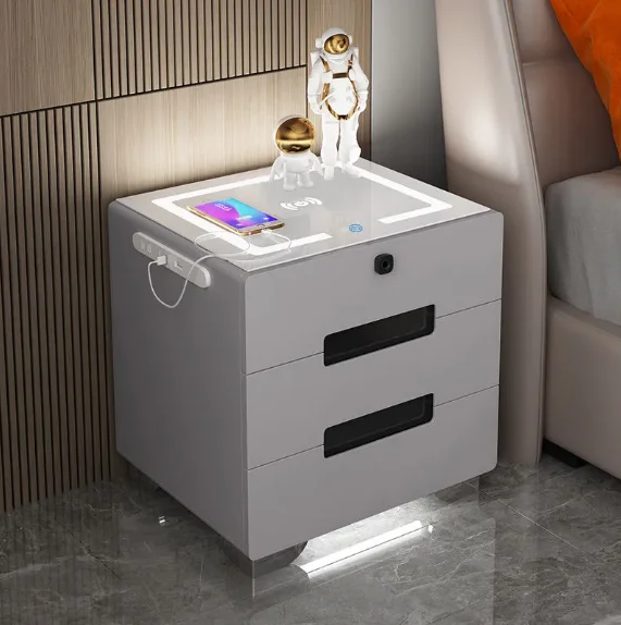 Bedside Table With Wireless Charging Bluetooth Speaker Fingerprint Lock ...