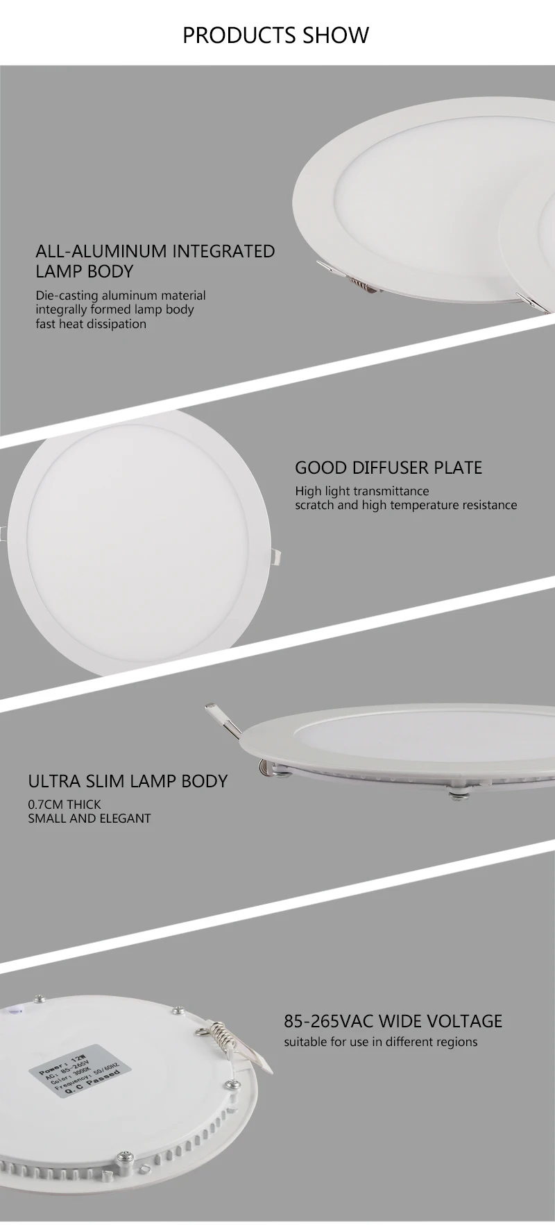 Round Recessed Smd Led Ceiling Panel Light 6w 12w 18w 24w High ...