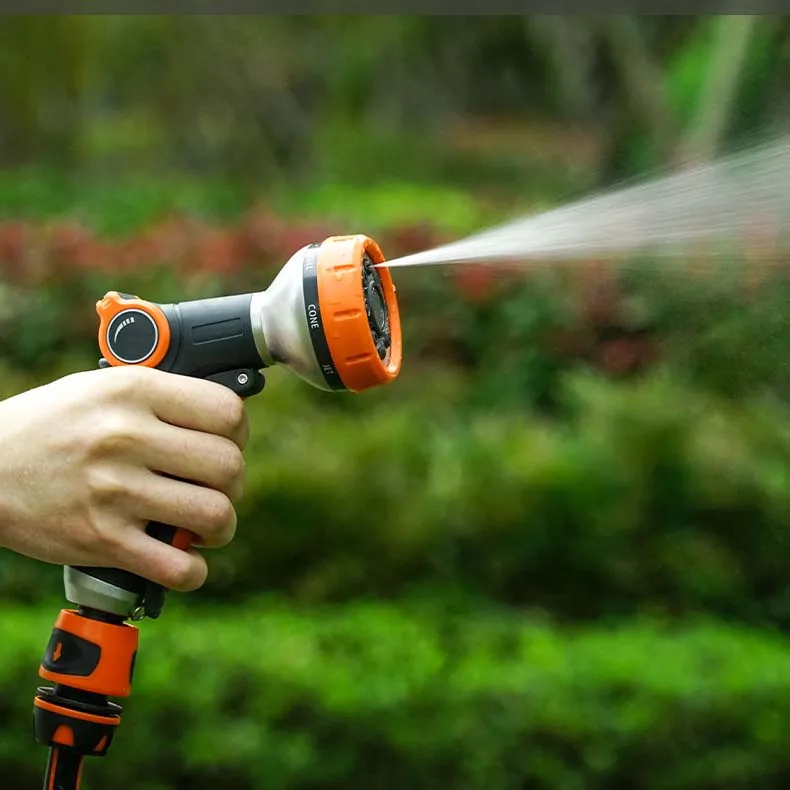 8 Pattern Water Spray Gun Garden Metal Watering Nozzle Garden Hose ...