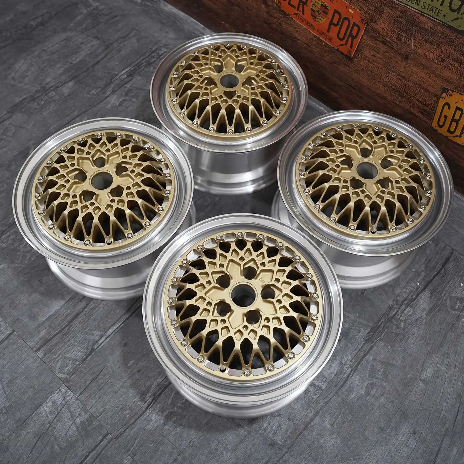 3 Piece Forged Wheels with Golden Face, 17x7 & 17x8, 5x114.3 & 5x100 ...