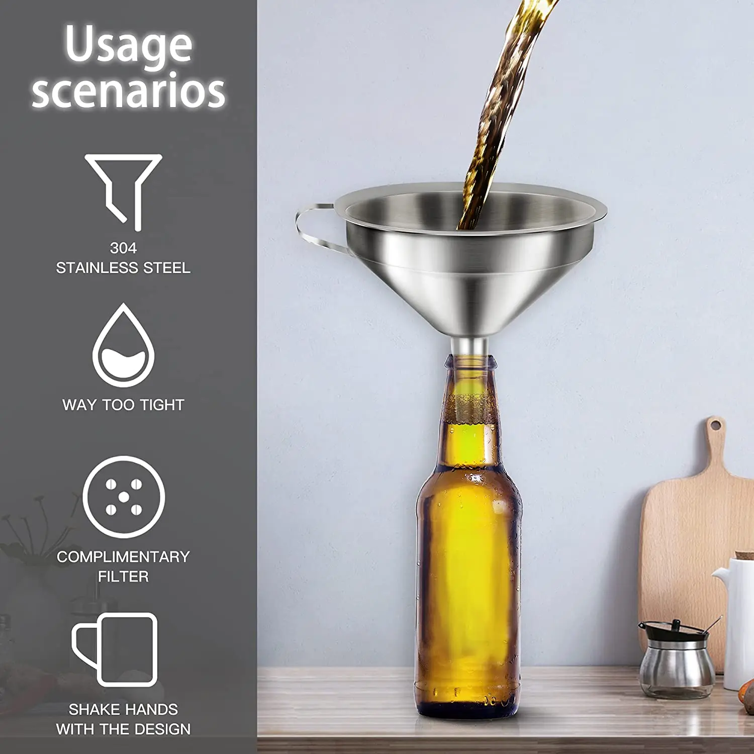 Stainless Steel Funnel Set for Kitchen Use - Durable & Efficient