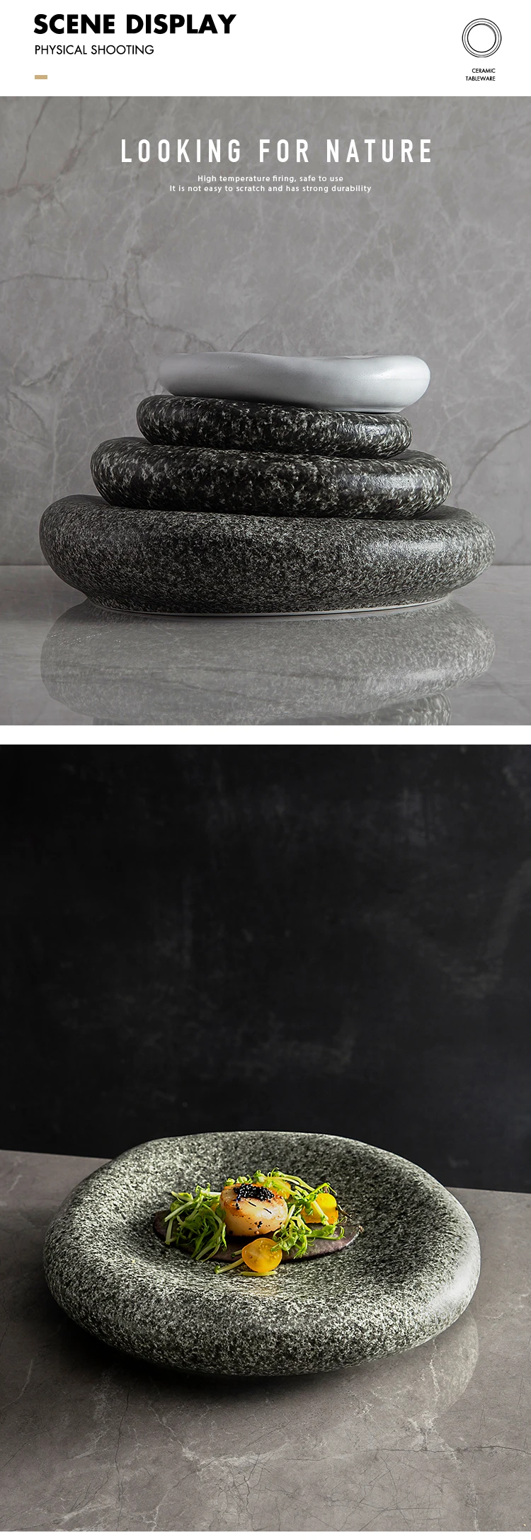 Creative Porcelain Stone Plate Dishes for Catered Events