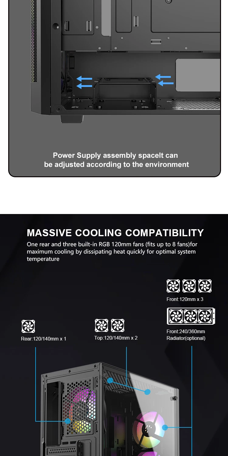 2024 Factory New Design 192-5 Atx Gaming Pc Case Desktop Computer Rgb ...