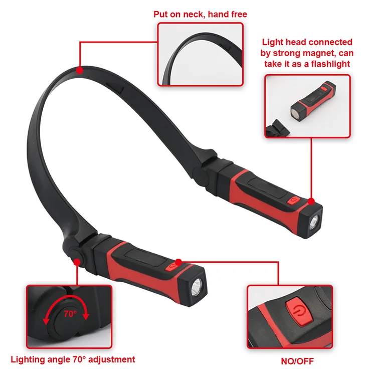 Special Designed Knock-down Dual Flashlight Detachable Emergency Neck ...