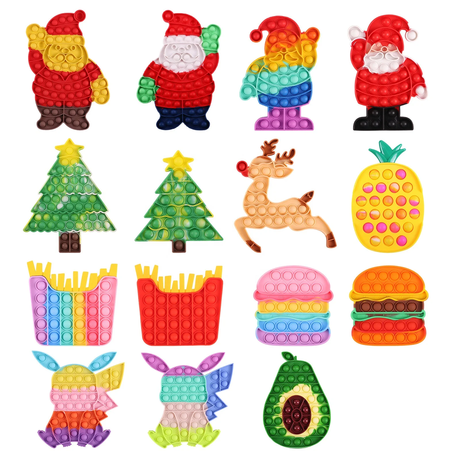 Santa Claus Christmas Fidget Toys Pop Square Antistress New Push Bubble ...