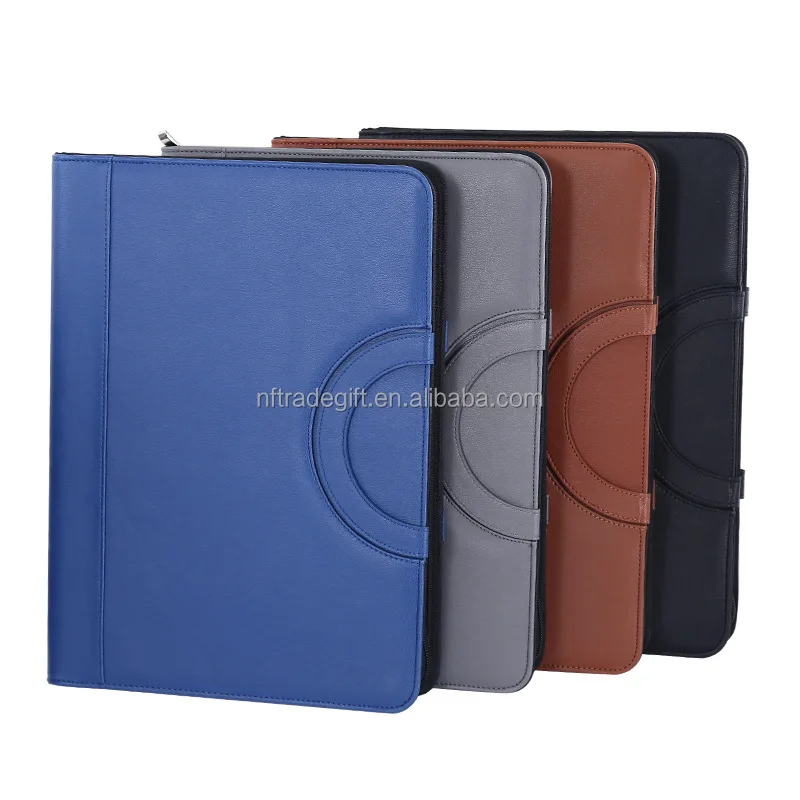 A4 Zipper Wireless Power Bank Folder Business Office PU Leather Mobile ...