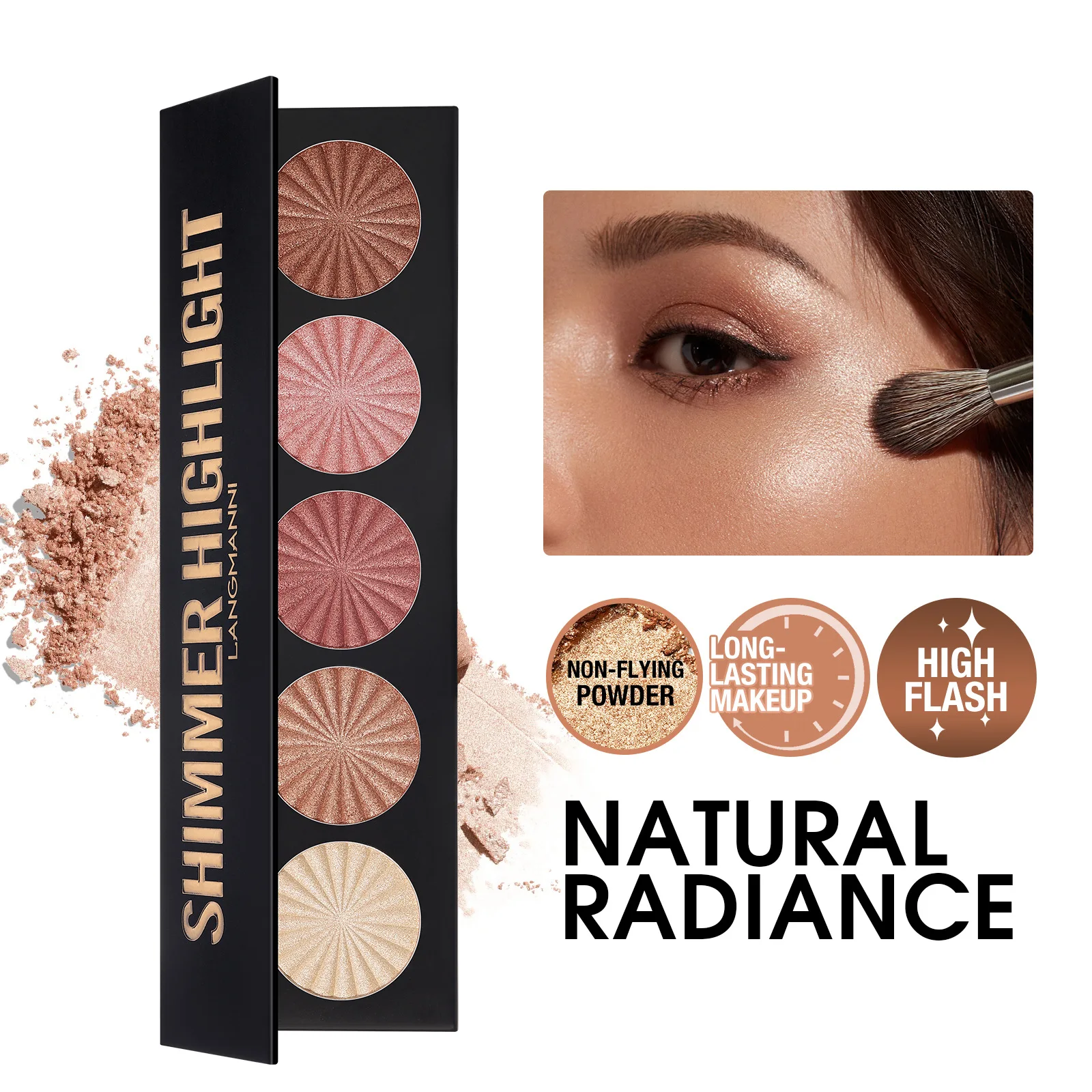 Vegan Natural Highlighter Palette Long-lasting Waterproof Shimmer ...