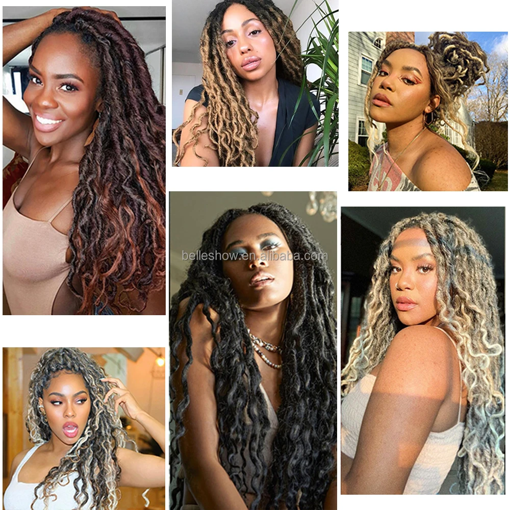 Faux Locs Crochet Braid Goddess Hair Bohemian Locs Pre-looped Ombre ...
