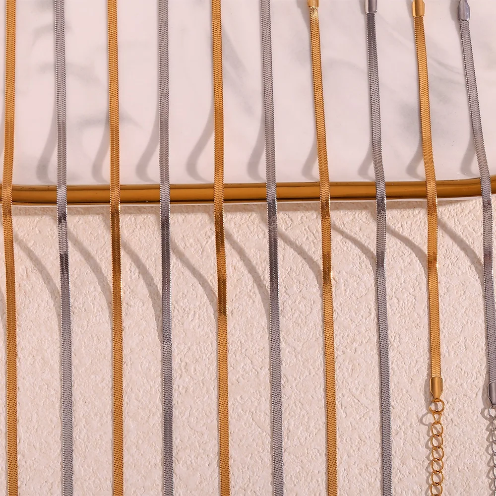 Minimalist Pvd Gold Plated Chain Jewelry Stainless Steel Blade Chain ...