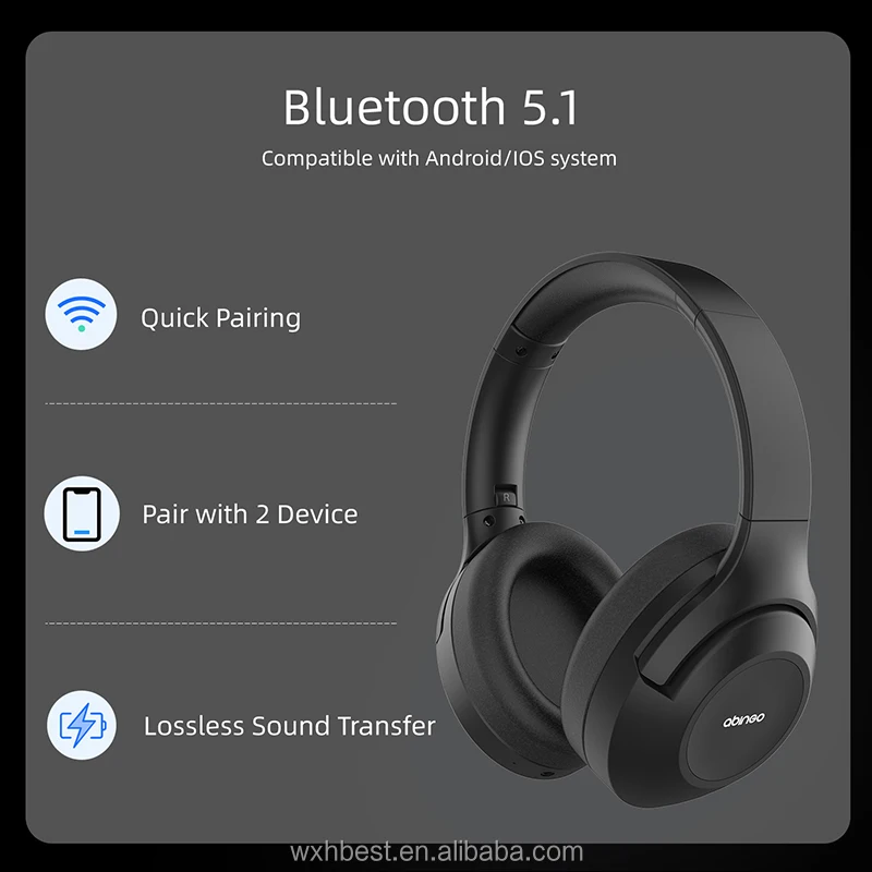 Dual Hi Fi Stereo Sound App Setting Low Latency 2.4G ANC Headset