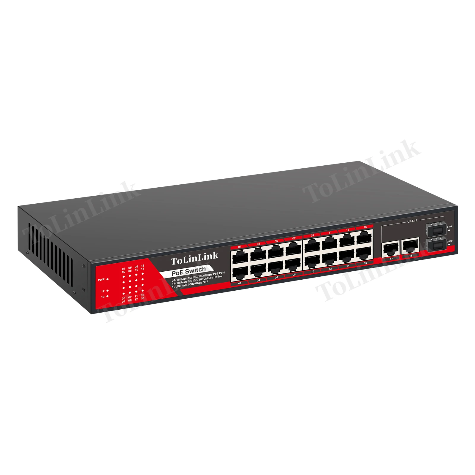 Tolinlink Gigabit Poe Network Switch 24 10/100/1000mbps Poe Port 2 Ge ...