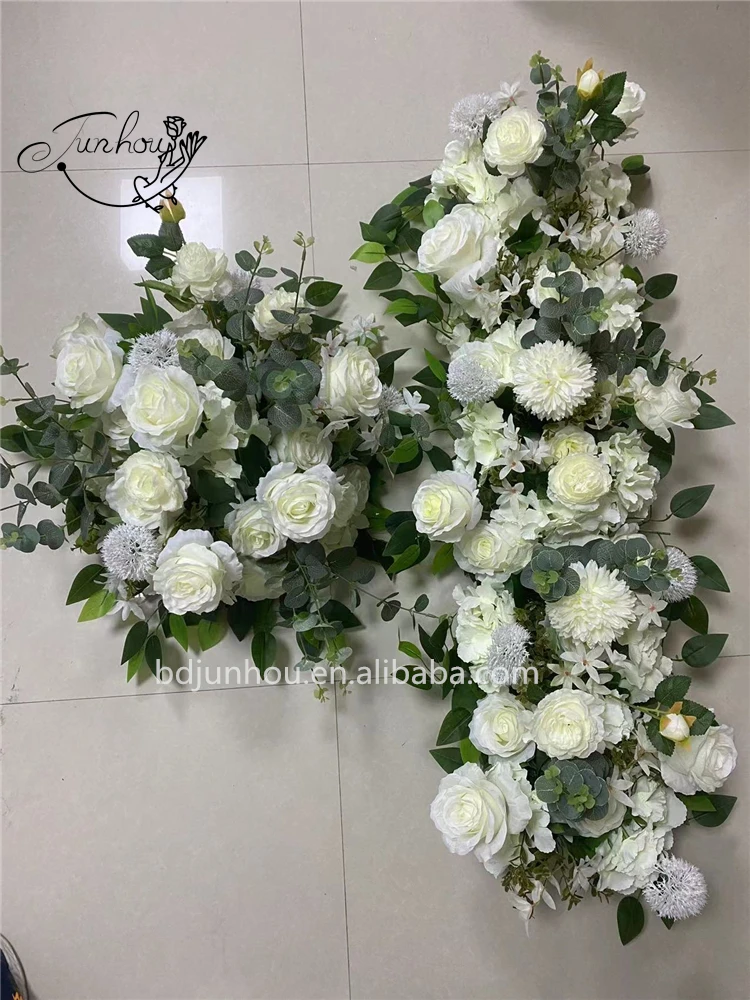 White Customized Artificial Flower Runner For Wedding Centerpieces ...