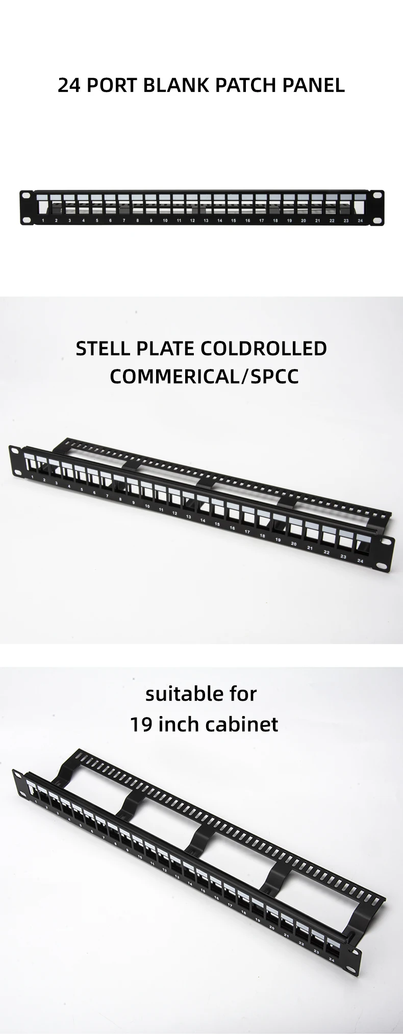 8p8c Cat6 Network Patch Panel Rack Mount 1u Rj45 8p8c 24 Port Cat5e Utp ...