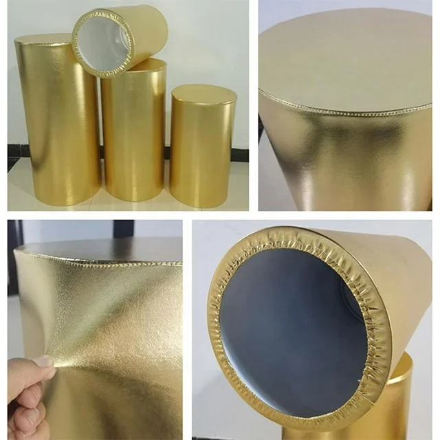 Set of 5 Multiple Colors Shiny Metallic Fabric Iron Cylinders for Party ...