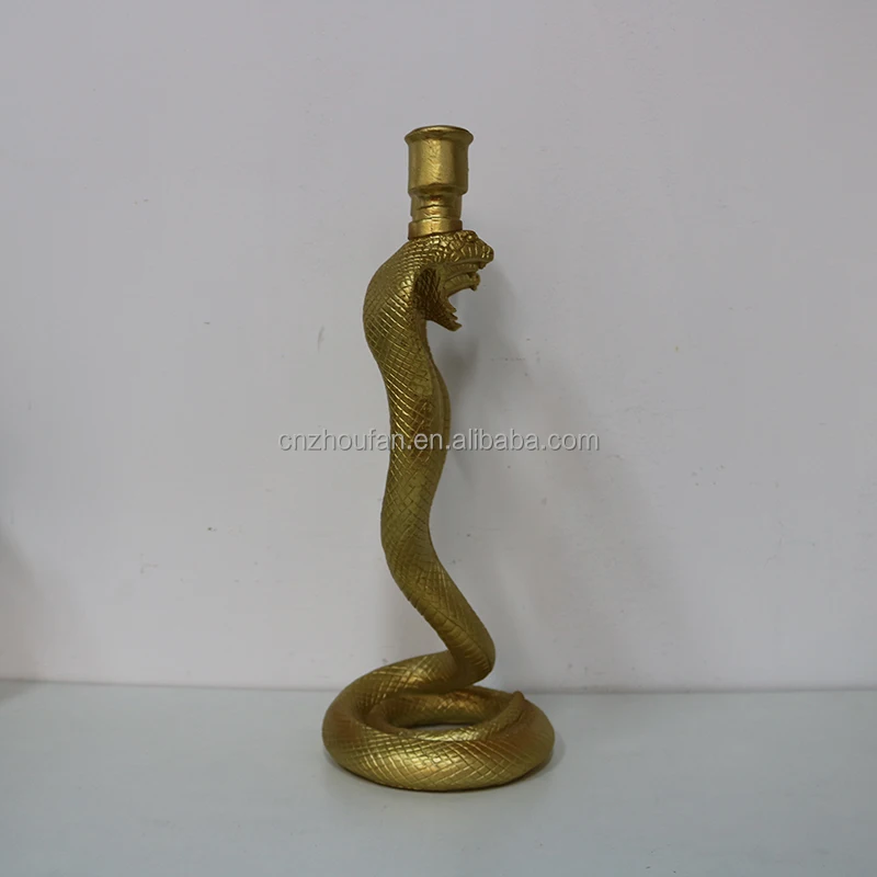 Modern Resin Golden Three Head Snake Candle Holder Desktop Crafts Home ...