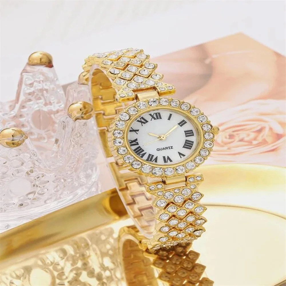 Watch Set Luxury Women Watches Crystal Bracelet Stud Earring Necklace ...