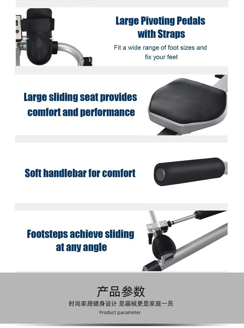 Hydraulic Rowing Machine Full Motion Rower With Adjustable Resistance ...