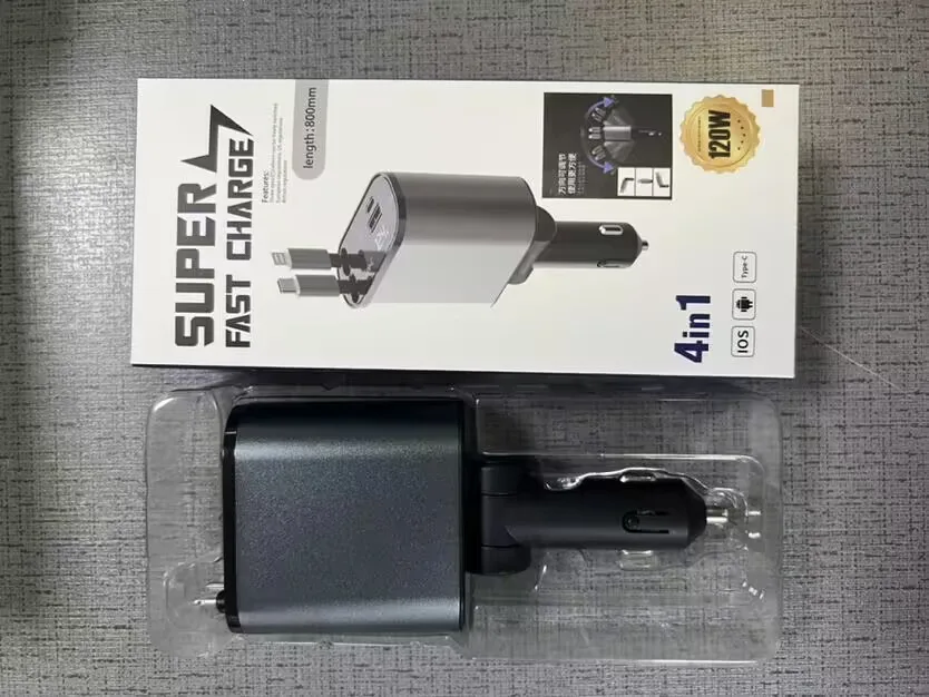 Fast Retractable Car Charger Usb C Car Charger Fast Charge 60w 2 ...